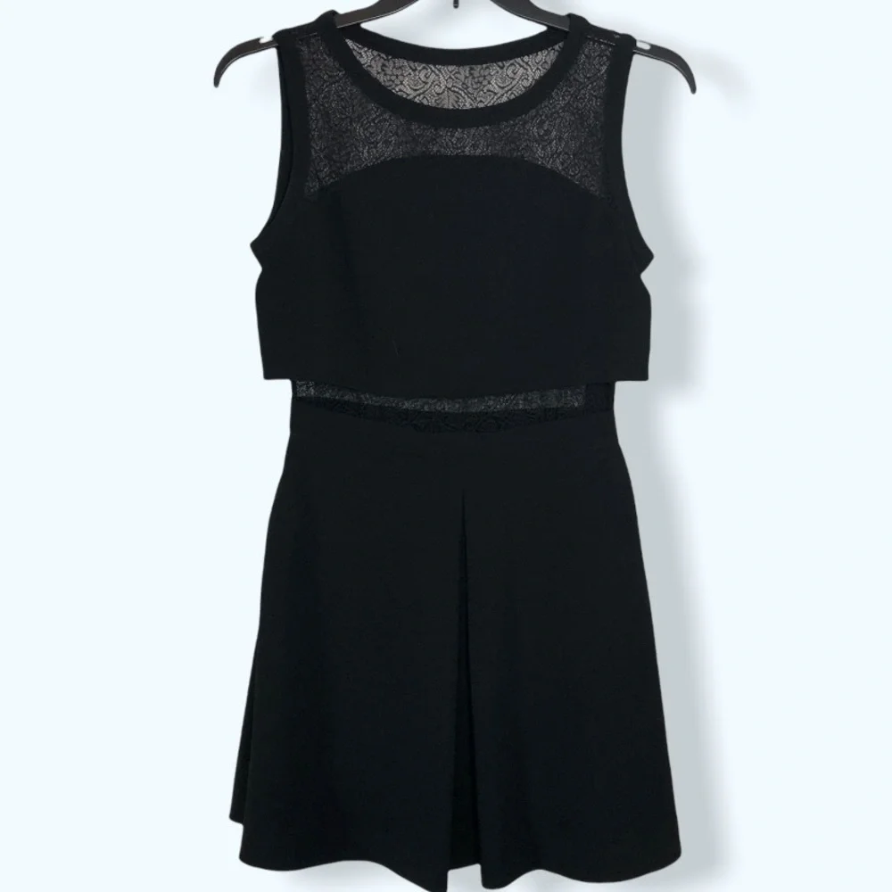 Chelsea28 | Dresses | Nwt Chelsea28 Black Mini Dress With Sheer Lace ...